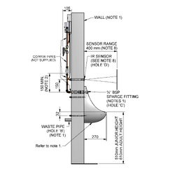 Wallgate Urinal Direct Mains Flush with Infra-Red Sensor, Air Break ...