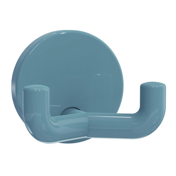HEWI Double Hook DIA=50mm with Rose Fixing - Aqua Blue