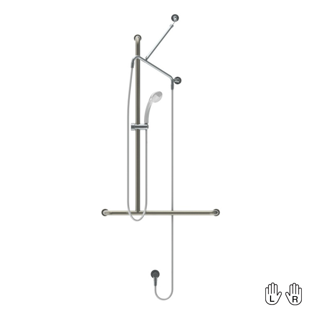 GalvinAssist® Hand Shower Kit, Inverted T 700 x 1100mm SS Hygienic Grab ...